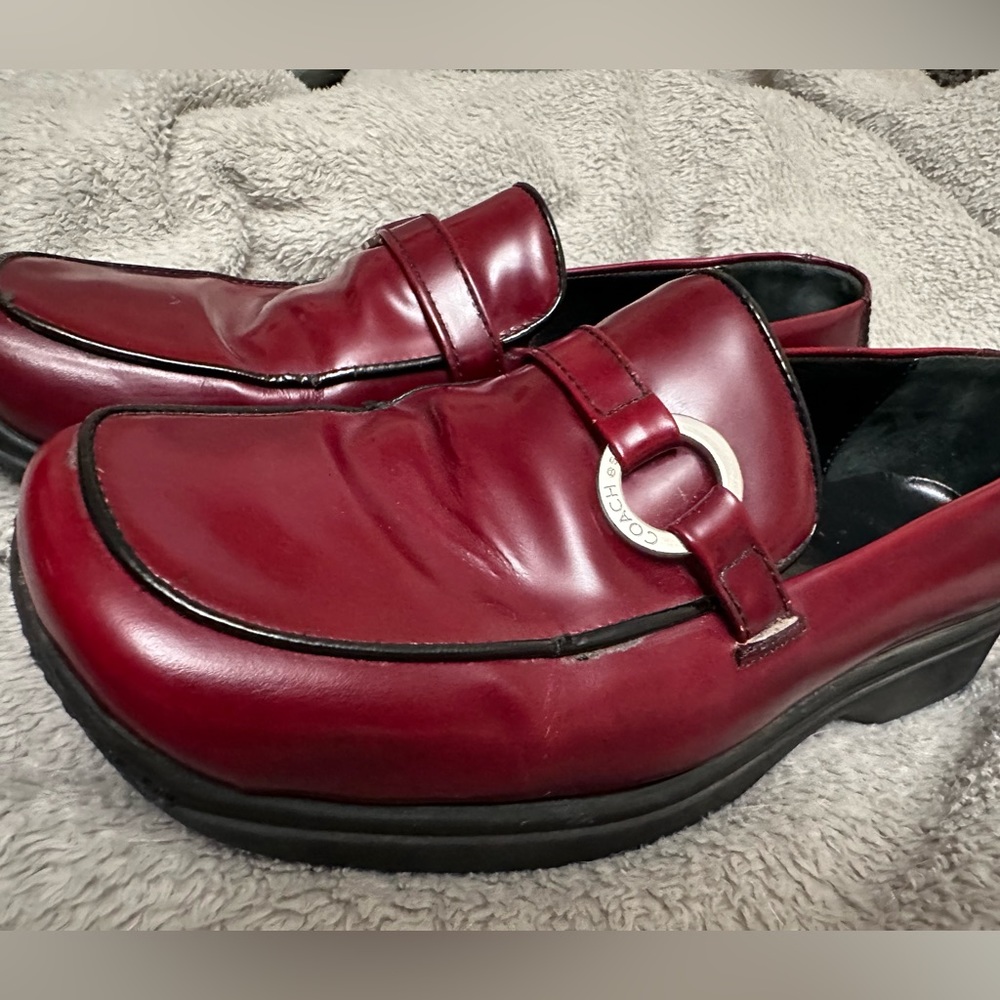 Red Italian Leather Coach Shoes. 7.5b Size - Gem
